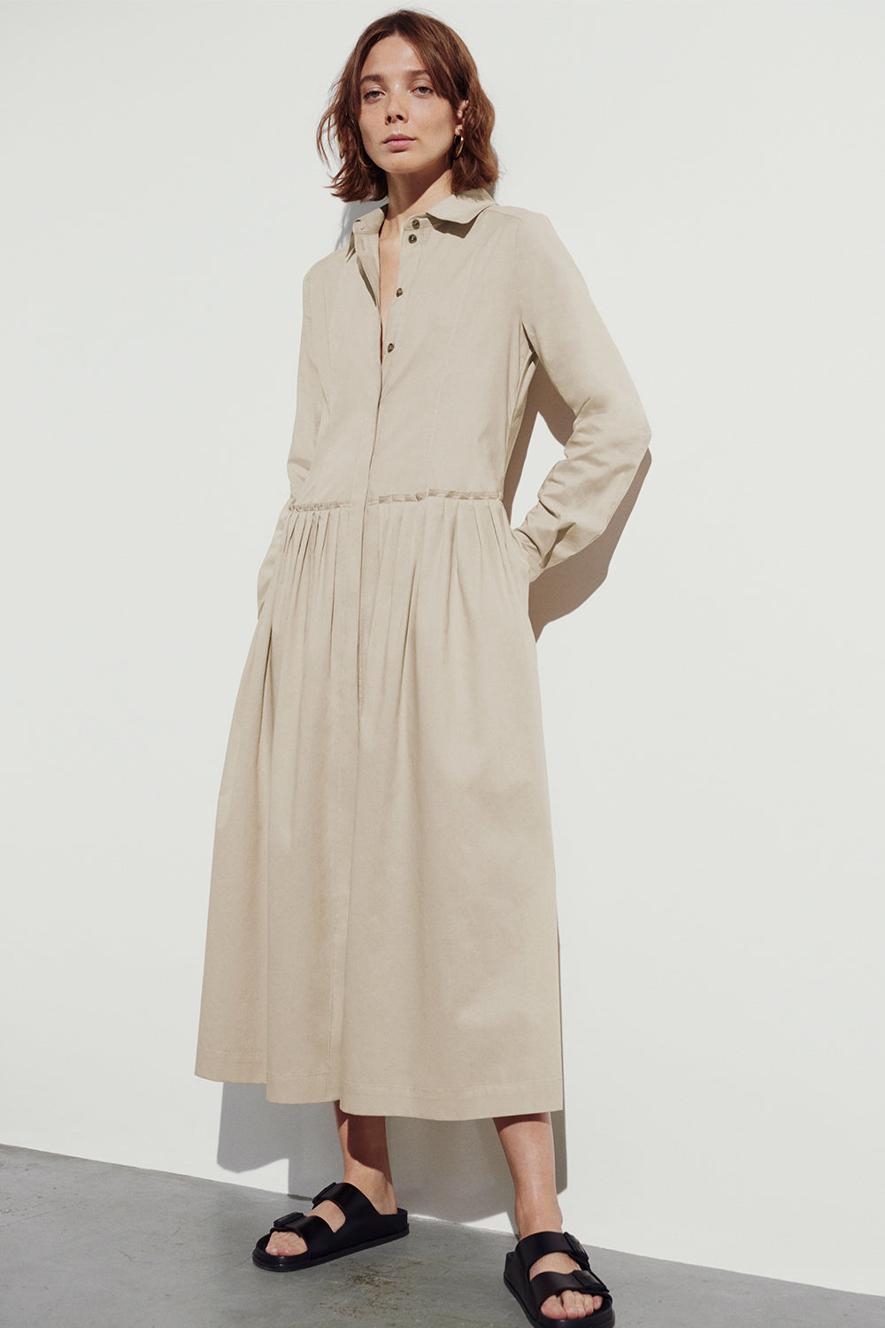 Kaia Dress in Stone – Three Graces London